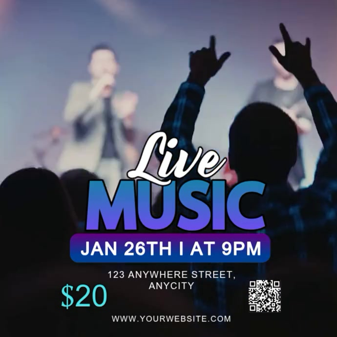 Black 3d Live Music Pos Instagram Template | PosterMyWall