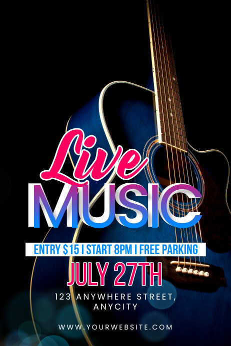 Modèle Black 3d Live Music Poster | PosterMyWall