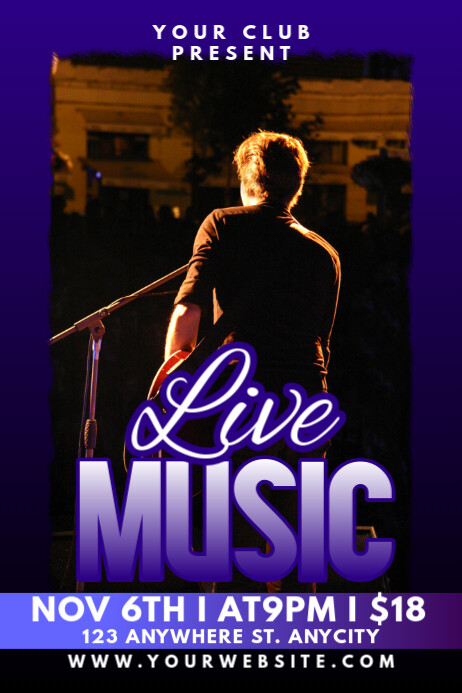 Black 3d Live Music Poster Template | PosterMyWall