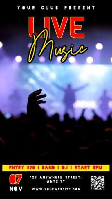 Plantilla de Black 3d Live Music Reel Instagram | PosterMyWall