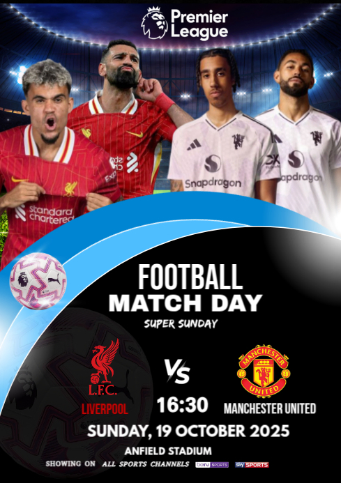 Black 3d Liverpool Vs Manchester United A4 Template | PosterMyWall