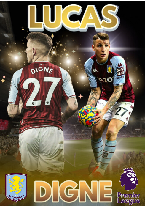 Copy of Black 3d Lucas Digne Aston Villa Football Player A4 | PosterMyWall