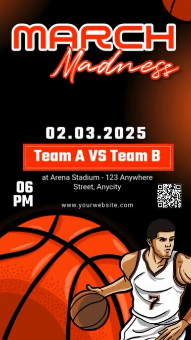 Black 3d March Madness Tampilan Digital (9:16) Template | PosterMyWall