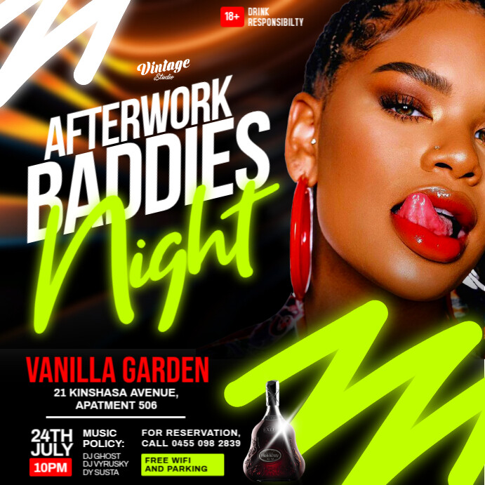 Black 3D Maximalist Baddies Night Party Event Flyer For Social Media ...