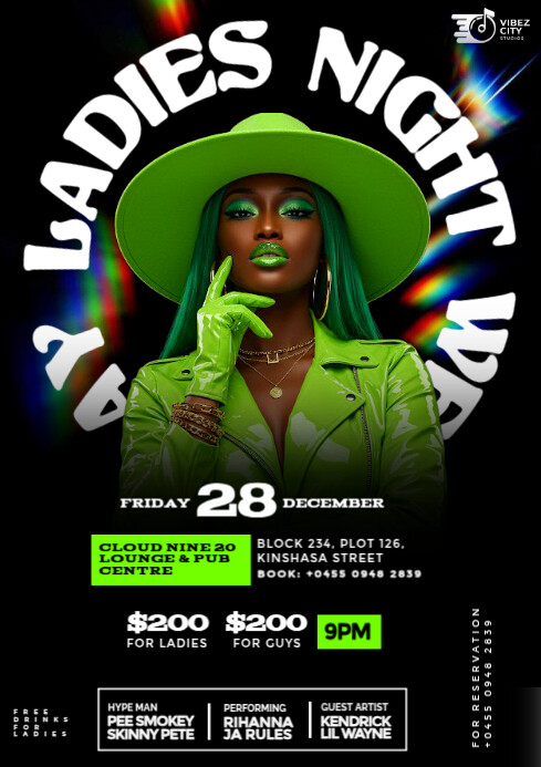 Black 3D Maximalist Ladies Night Baddies Party Event Flyer A4 Template ...