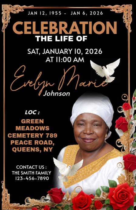 Black 3d Memorial Funeral Announcement Flyer Tabloid Template ...