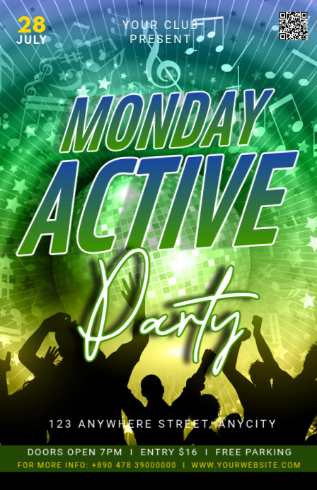 Black 3d Monday Active Party Tabloid Template | PosterMyWall