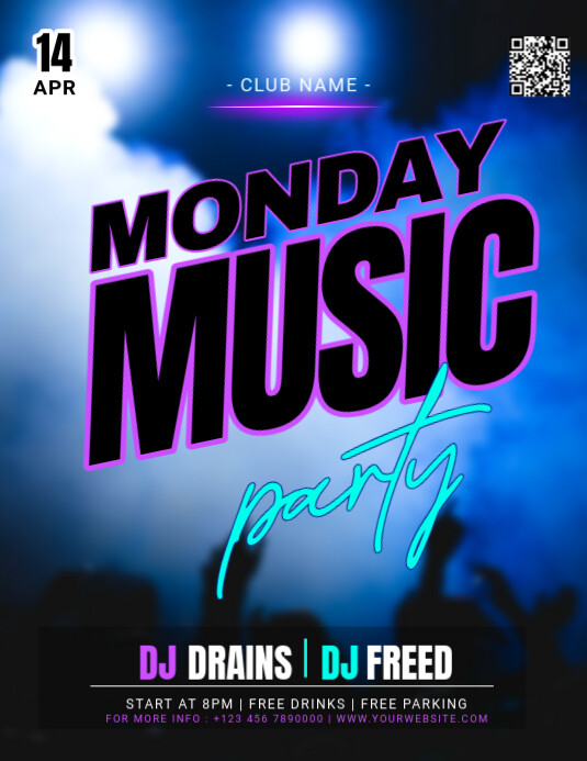 Copy of Black 3d Monday Music Party Pamflet (letter As) | PosterMyWall