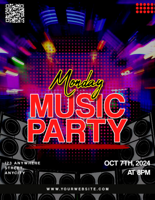 Black 3d Monday Music Party Pamflet (letter As) Template | PosterMyWall