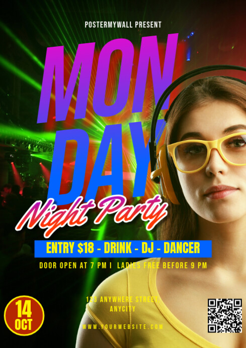 Black 3d Monday Night Party A2 Template | PosterMyWall