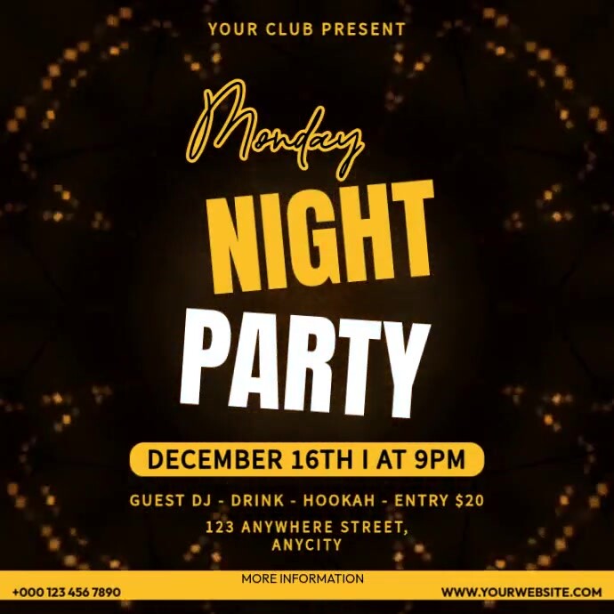 Black 3d Monday Night Party Pos Instagram Template | PosterMyWall