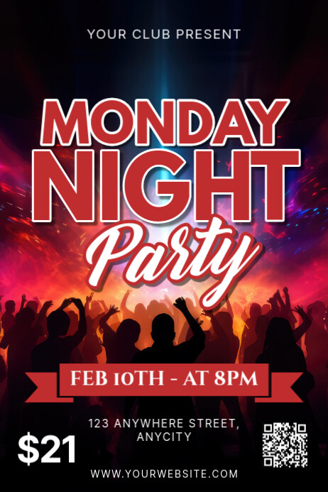 Black 3d Monday Night Party Poster Templat | PosterMyWall