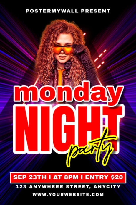 Black 3d Monday Night Party Poster Template | PosterMyWall