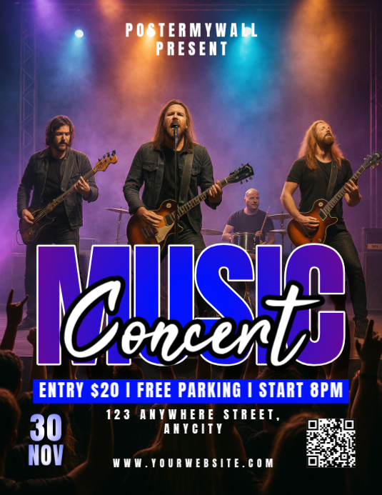 Black 3d Music Concert Pamflet (letter As) Template | PosterMyWall