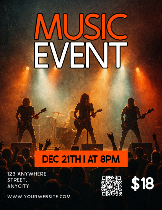 Black 3d Music Event Pamflet (letter As) Template | PosterMyWall
