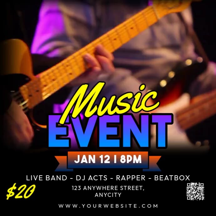 Black 3d Music Event Pos Instagram Template | PosterMyWall