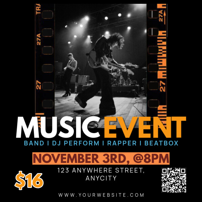 Black 3d Music Event Pos Instagram Template | PosterMyWall