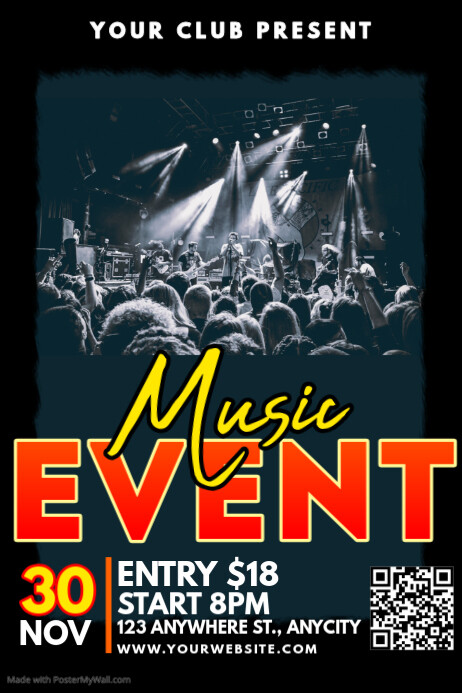 Black 3d Music Event Poster Template | PosterMyWall