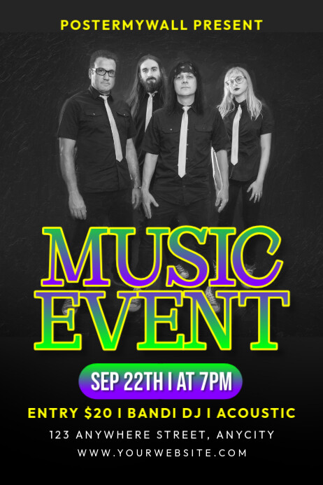 Black 3d Music Event Poster Template | PosterMyWall