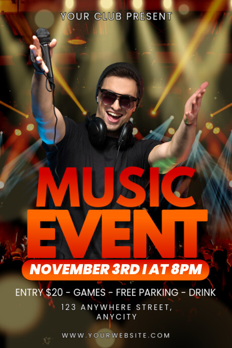 Black 3d Music Event Poster Template | PosterMyWall