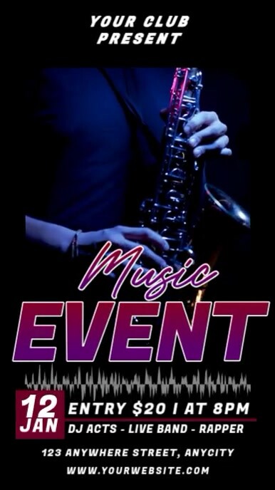 Black 3d Music Event Reel Instagram Template | PosterMyWall