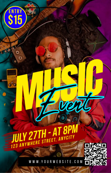Black 3d Music Event Tabloid Templat | PosterMyWall