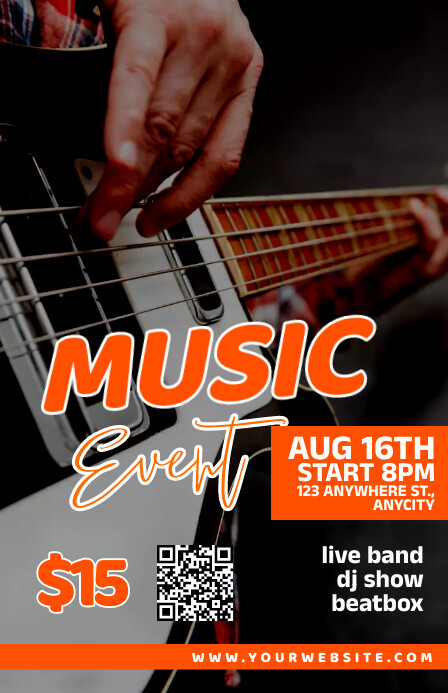 Black 3d Music Event Tabloid Template | PosterMyWall