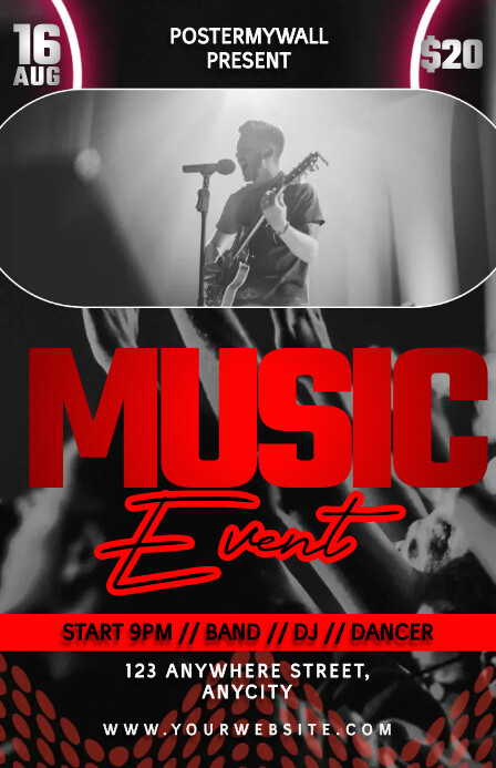 Black 3d Music Event Tabloid Templat | PosterMyWall