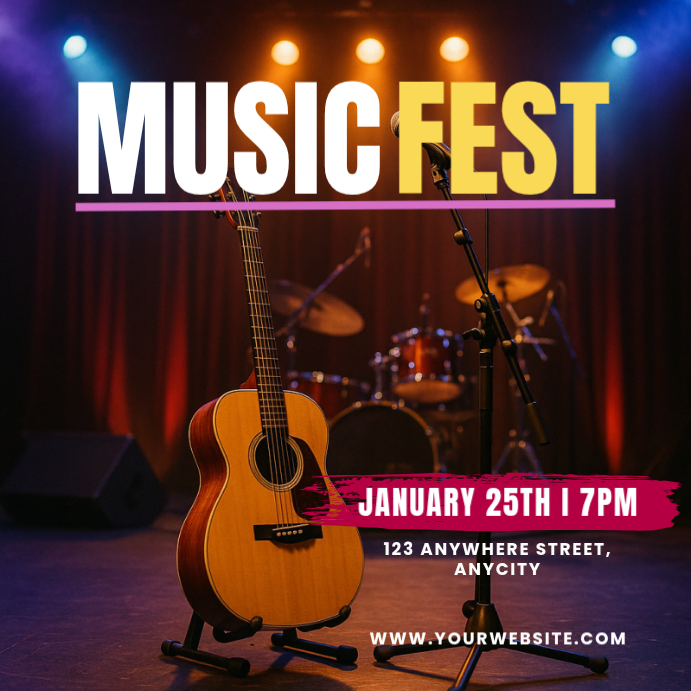 Black 3d Music Fest Pos Instagram Template | PosterMyWall