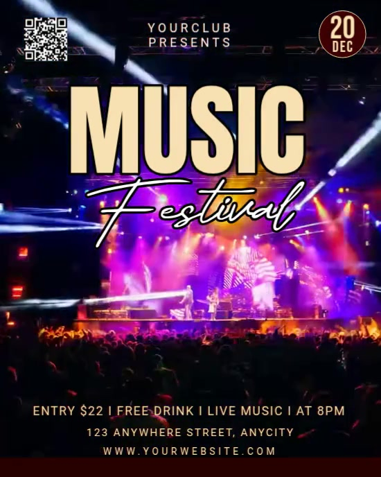 Black 3d Music Festival Instagram Portrait Template | PosterMyWall