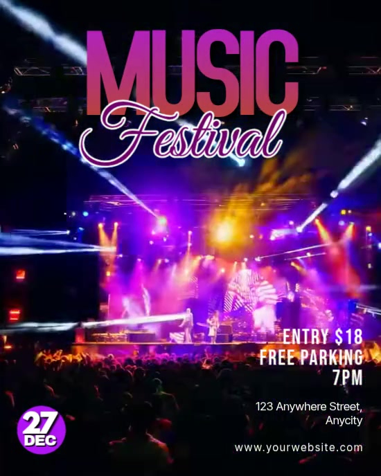 Black 3d Music Festival Instagram Portrait Template | PosterMyWall