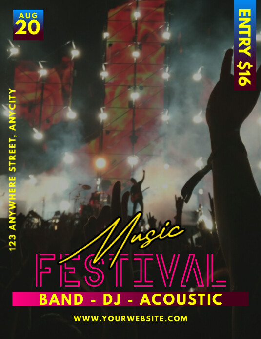 Black 3d Music Festival Pamflet (letter As) Template | PosterMyWall