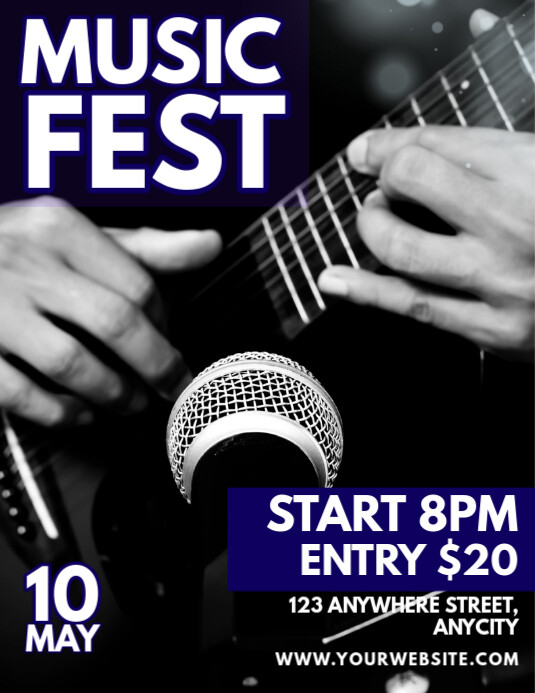 Black 3d Music Festival Pamflet (letter As) Template | PosterMyWall