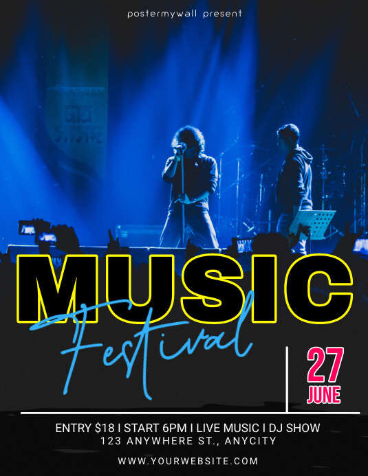 Black 3d Music Festival Pamflet (letter As) Template | PosterMyWall