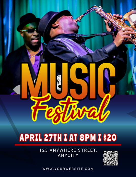 Black 3d Music Festival Pamflet (letter As) Template | PosterMyWall