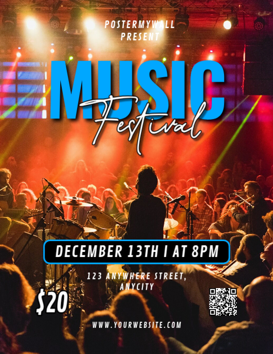Black 3d Music Festival Pamflet (letter As) Template | PosterMyWall