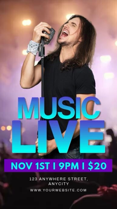 Black 3d Music Live Reel Instagram Template | PosterMyWall