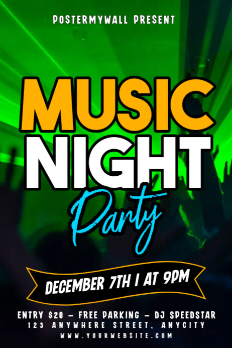 Black 3d Music Night Party Poster Templat | PosterMyWall