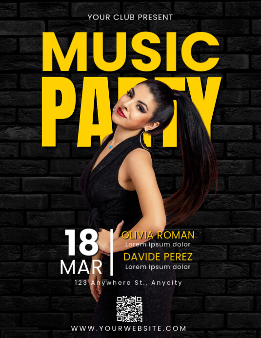 Black 3d Music Party Pamflet (letter As) Template | PosterMyWall