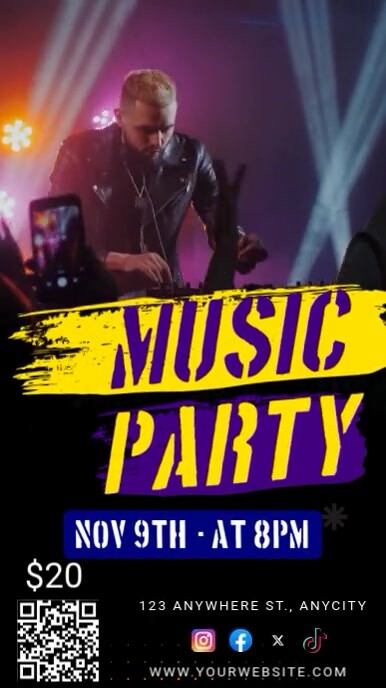 Black 3d Music Party Reel Instagram Template | PosterMyWall