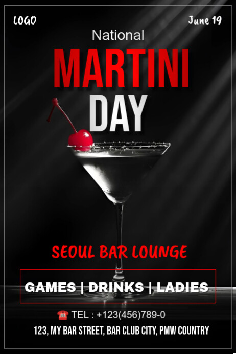 Black 3d National Martini Day Poster Template | PosterMyWall