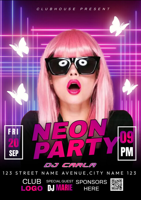 Copia de Black 3d Neon Party A4 | PosterMyWall