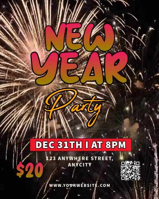 Black 3d New Year Party Instagram Portrait Template | PosterMyWall