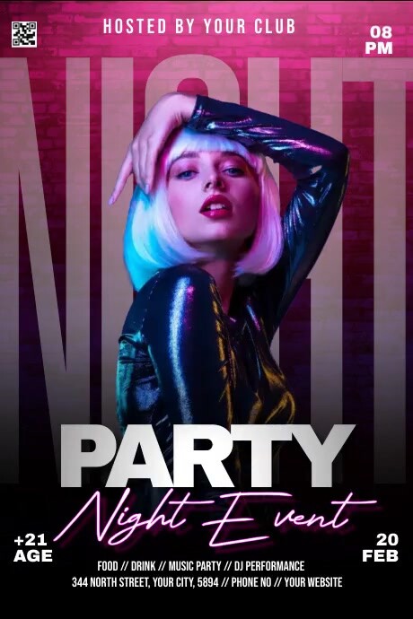 Black 3d Night Event Party Poster Template | PosterMyWall