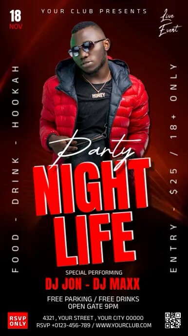 Black 3d Night Life Party Instagram Reel Template | PosterMyWall