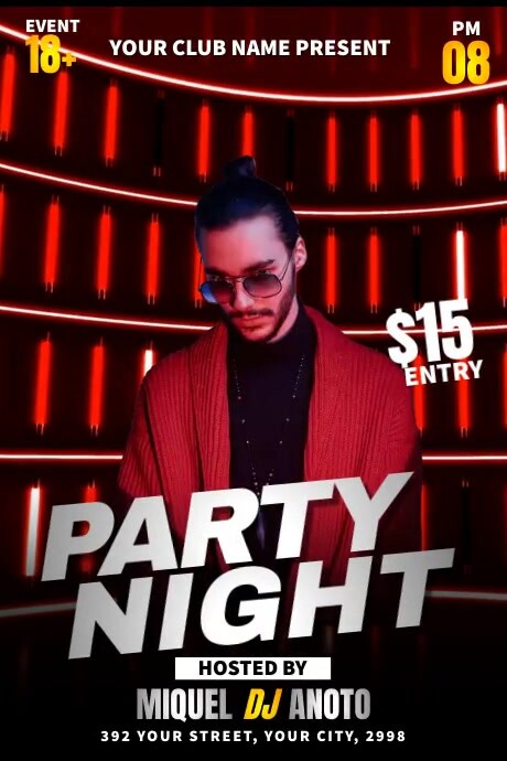 Black 3d Night Party Poster Template | PosterMyWall