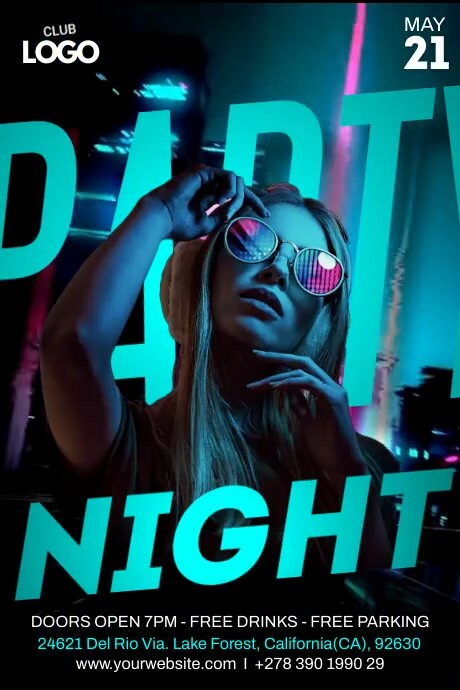 Plantilla de Black 3d Night Party Poster | PosterMyWall