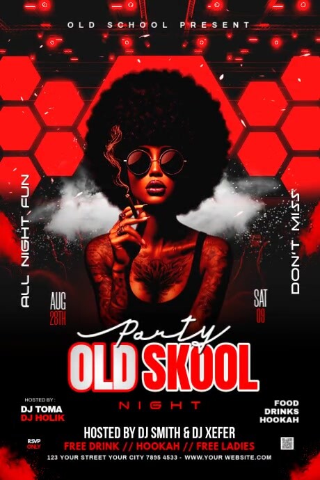 Black 3d Old School Party Flyer Poster Template | PosterMyWall