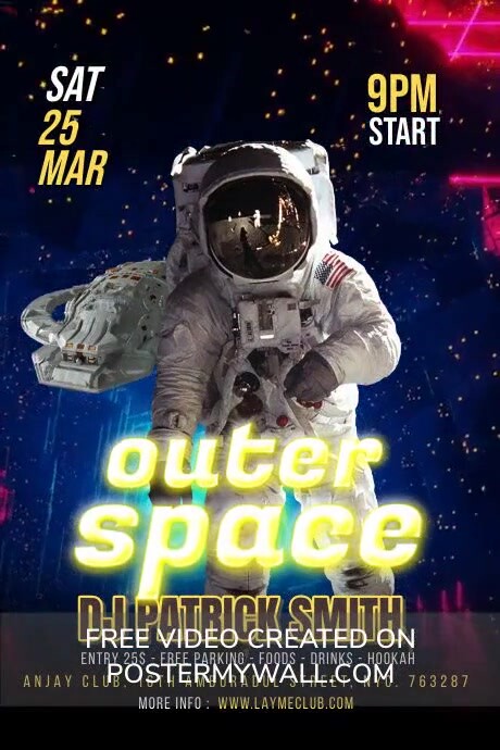 Black 3d Outer Party Video Poster Template | PosterMyWall