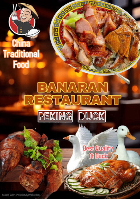 Black 3d Peking Duck Restaurant A4 Template | PosterMyWall